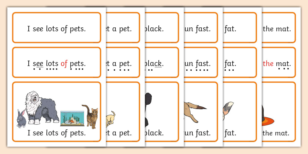 Pets Simple Sentence Cards - Pets, Sentences, sentence cards, reading ...