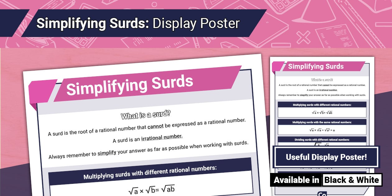 Simplifying Surds Display Poster