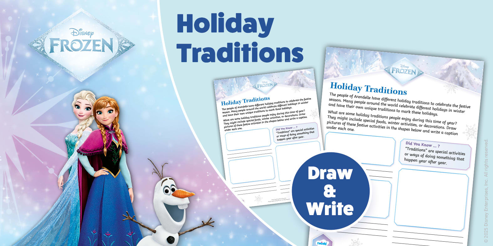 Frozen: Holiday Traditions Draw and Write Activity