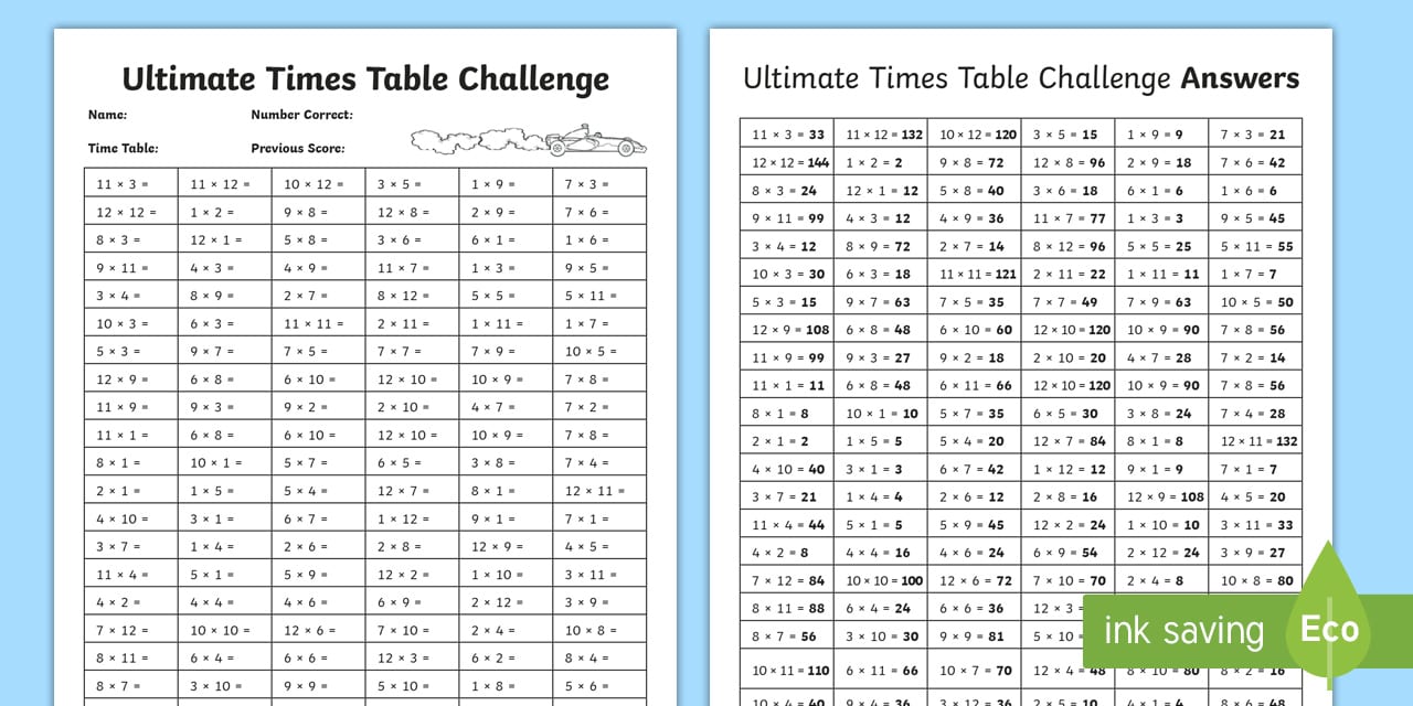 Ultimate Times Tables Challenge