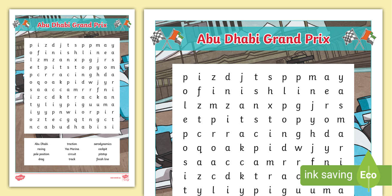 Abu Dhabi Grand Prix Word Search