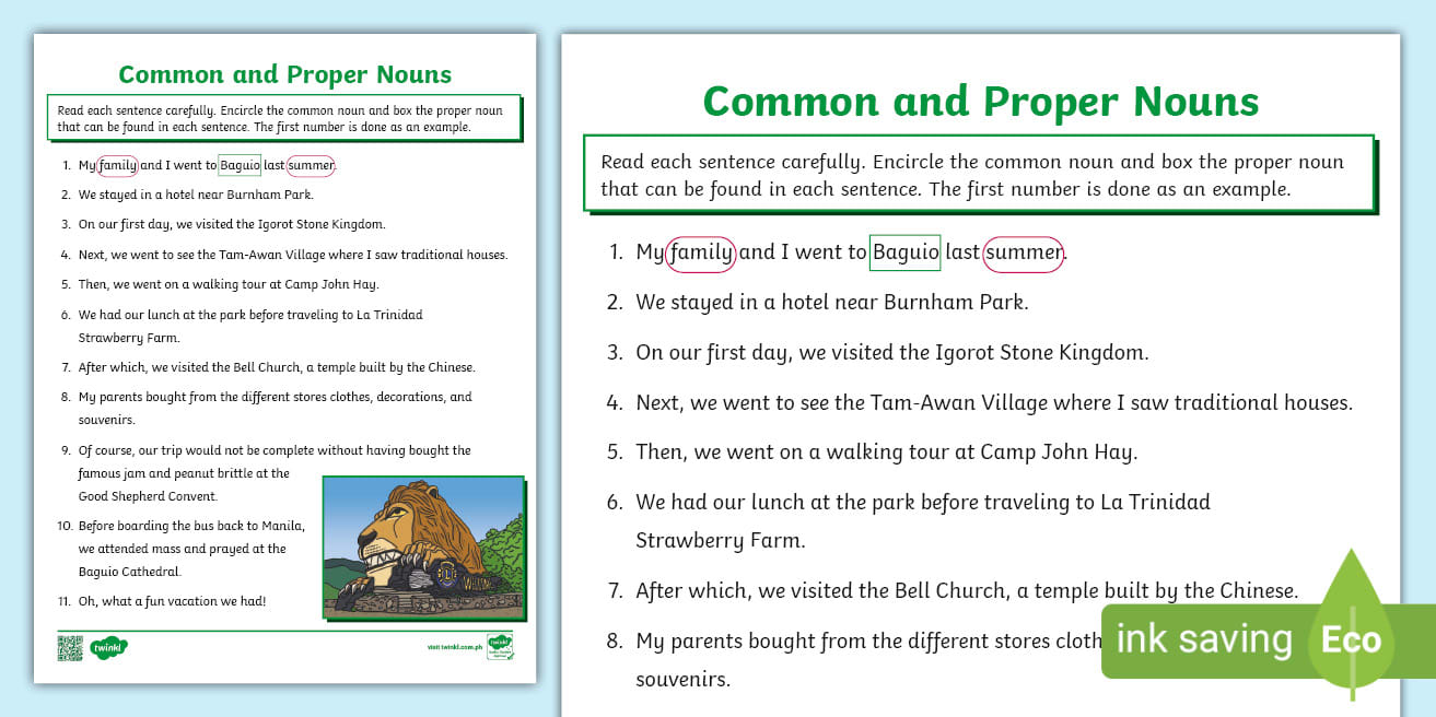 Common and Proper Nouns| Grade 1 | Twinkl