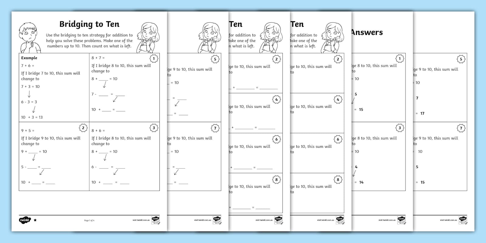 Bridging to Ten Activity Sheets {Differentiated}