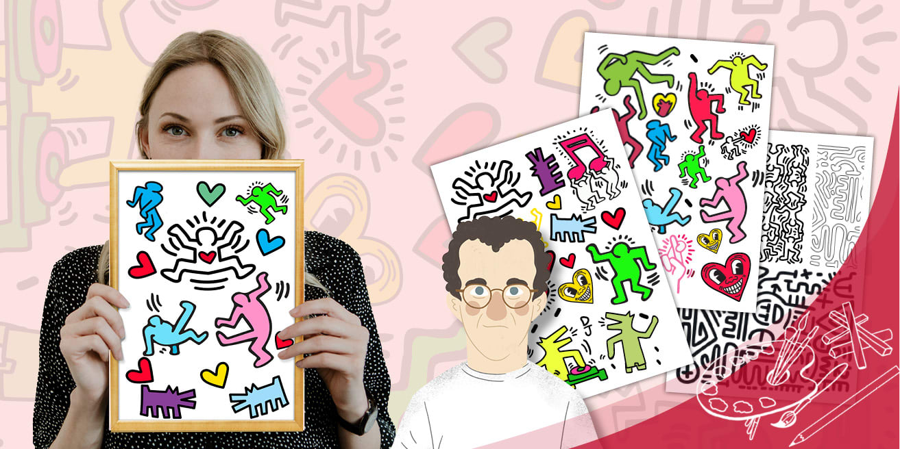 Keith Haring Inspired Art Challenge and Collage Activity Pack