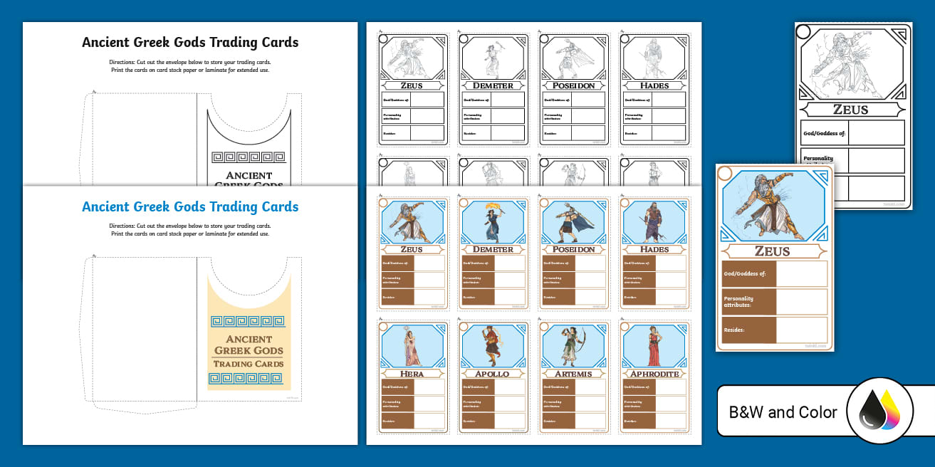 Ancient Greek Gods Research and Create Trading Cards Project for 6th ...