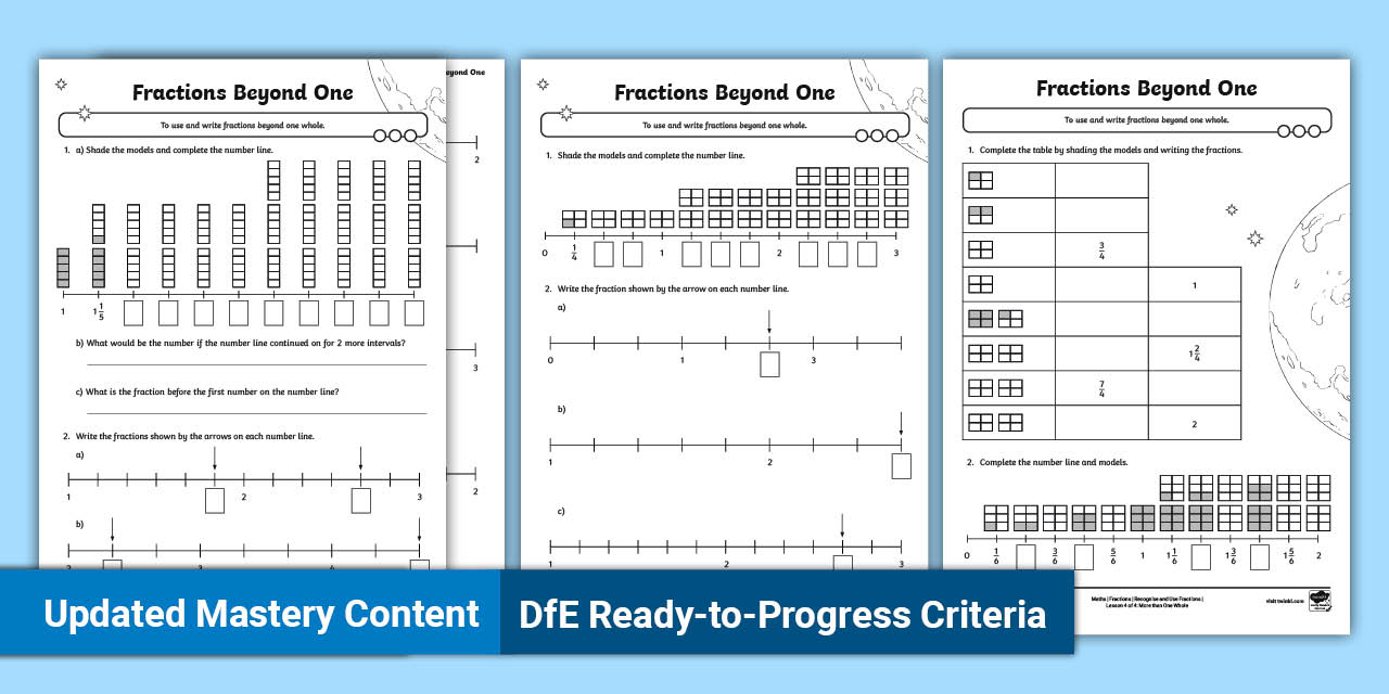 Fractions Beyond 1: Differentiated Maths Activity Sheet