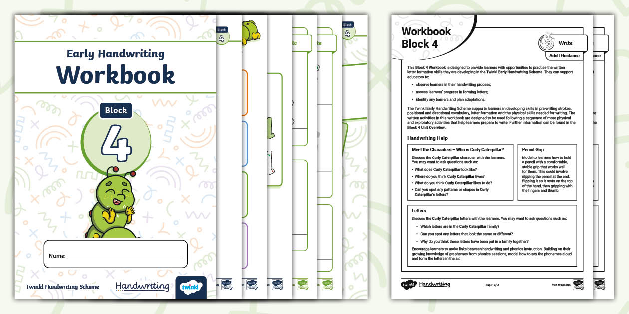 Twinkl Handwriting Scheme: Early Handwriting Block 4 Workbook