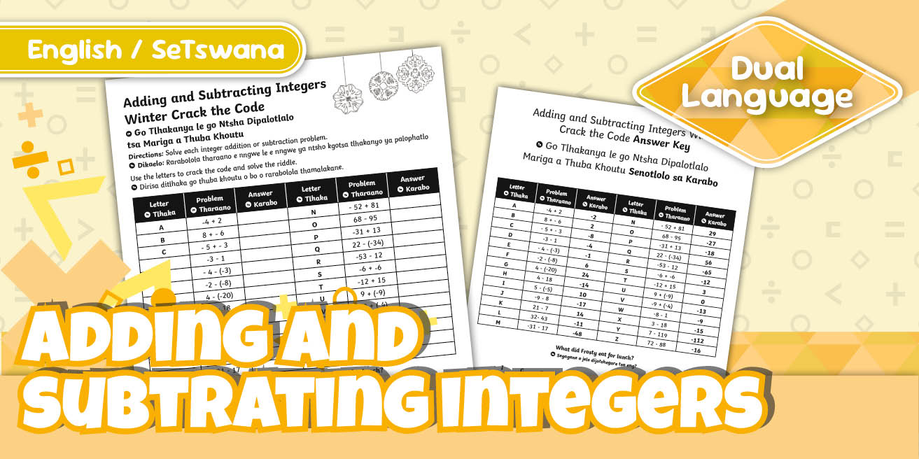 Grade 7 Maths - Term 1 - Adding and Subtracting Integers Winter Crack ...