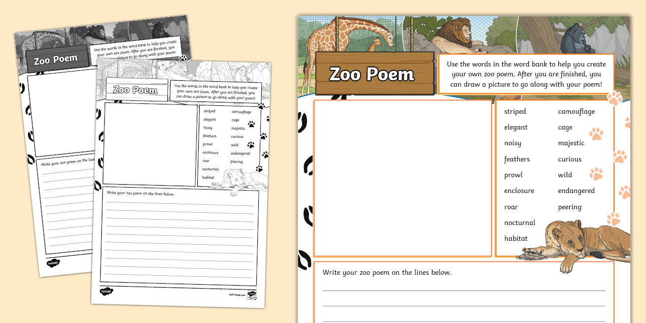 Zoo Poem Writing Template