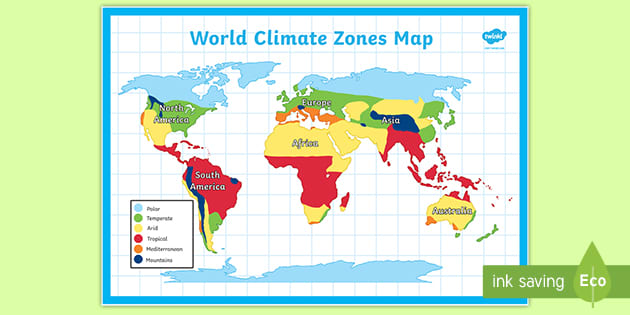 Climate Around the World Zones Map
