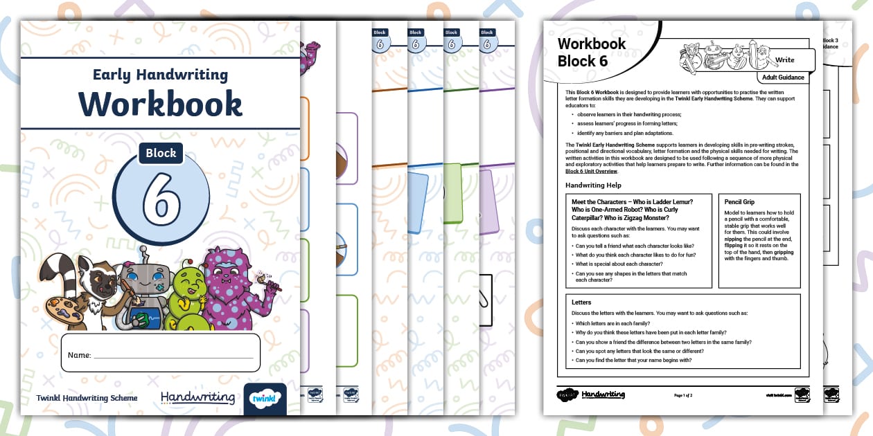 Twinkl Handwriting Scheme: Early Handwriting Block 6 Workbook