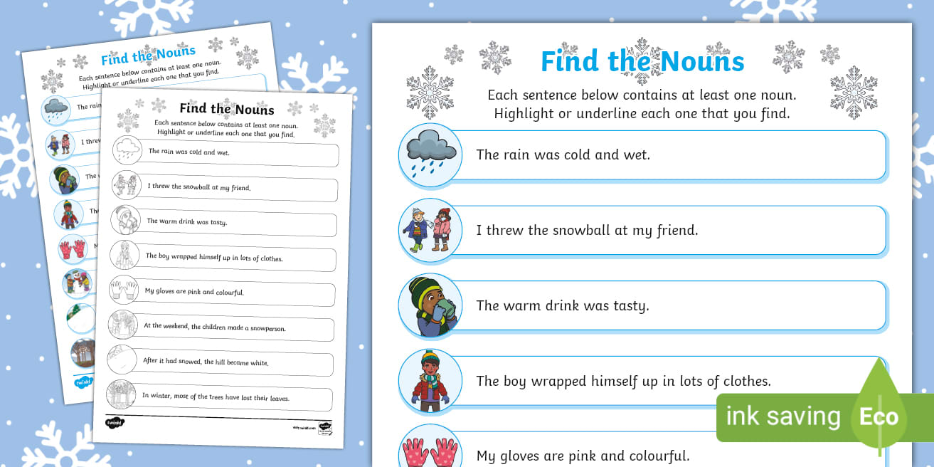 Winter Find the Nouns Worksheet