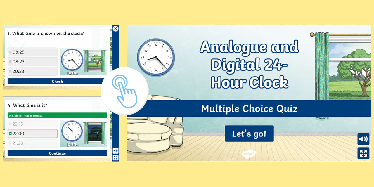 Analogue and Digital 24-Hour Clock Multiple Choice Quiz