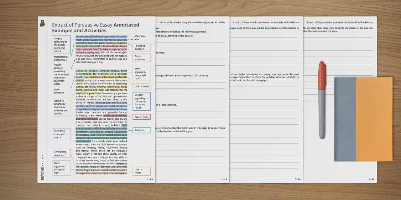 Extract of Persuasive Essay: Annotated Example and Activities