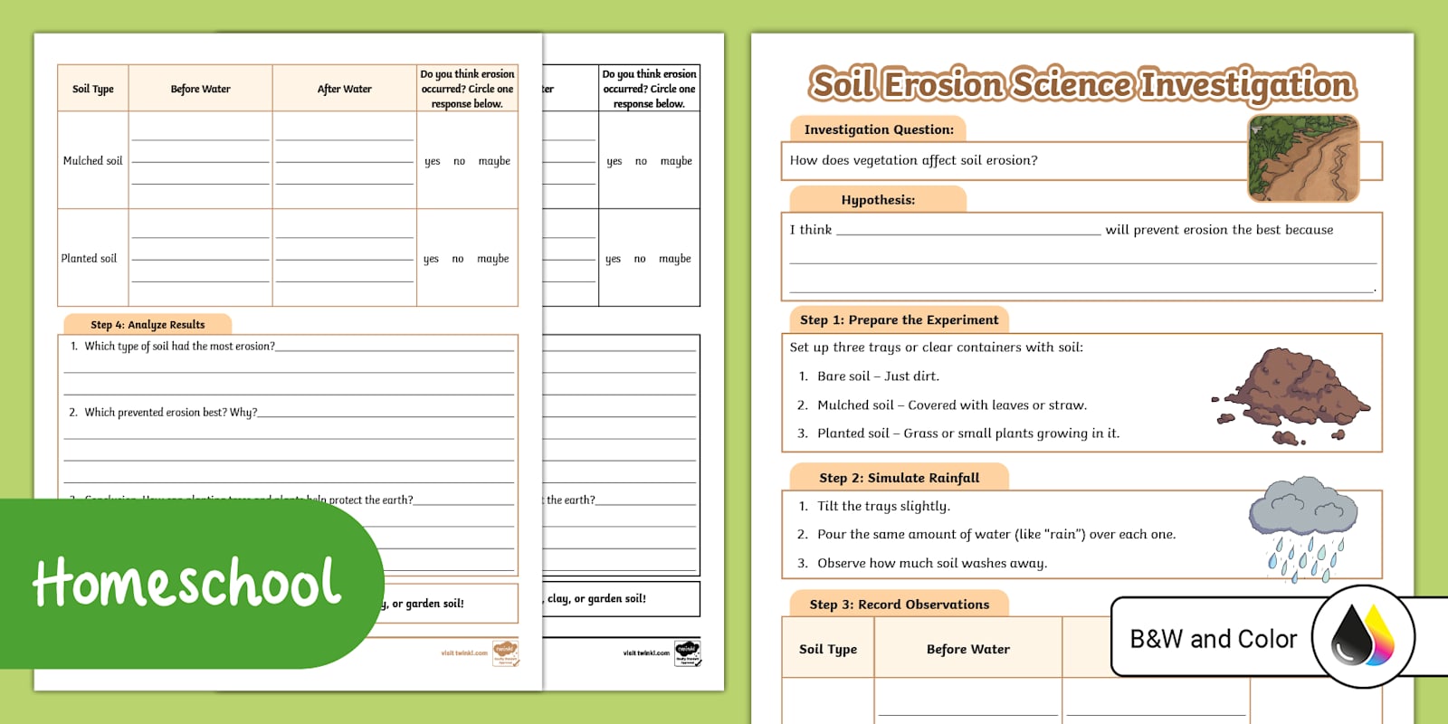 Homeschool Soil Erosion Science Investigation