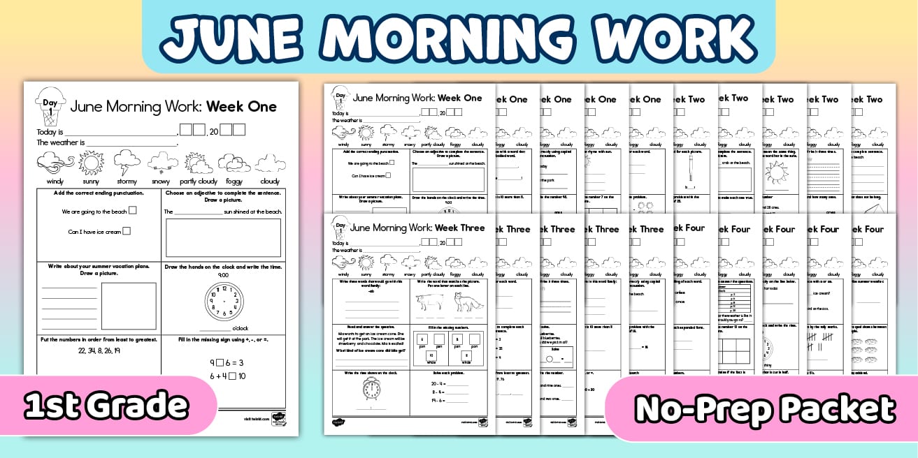 First Grade June Morning Work Bundle
