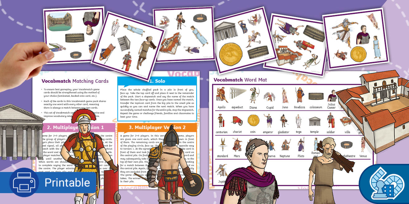 The Roman Empire Vocabulary Card Game - History National Curriculum