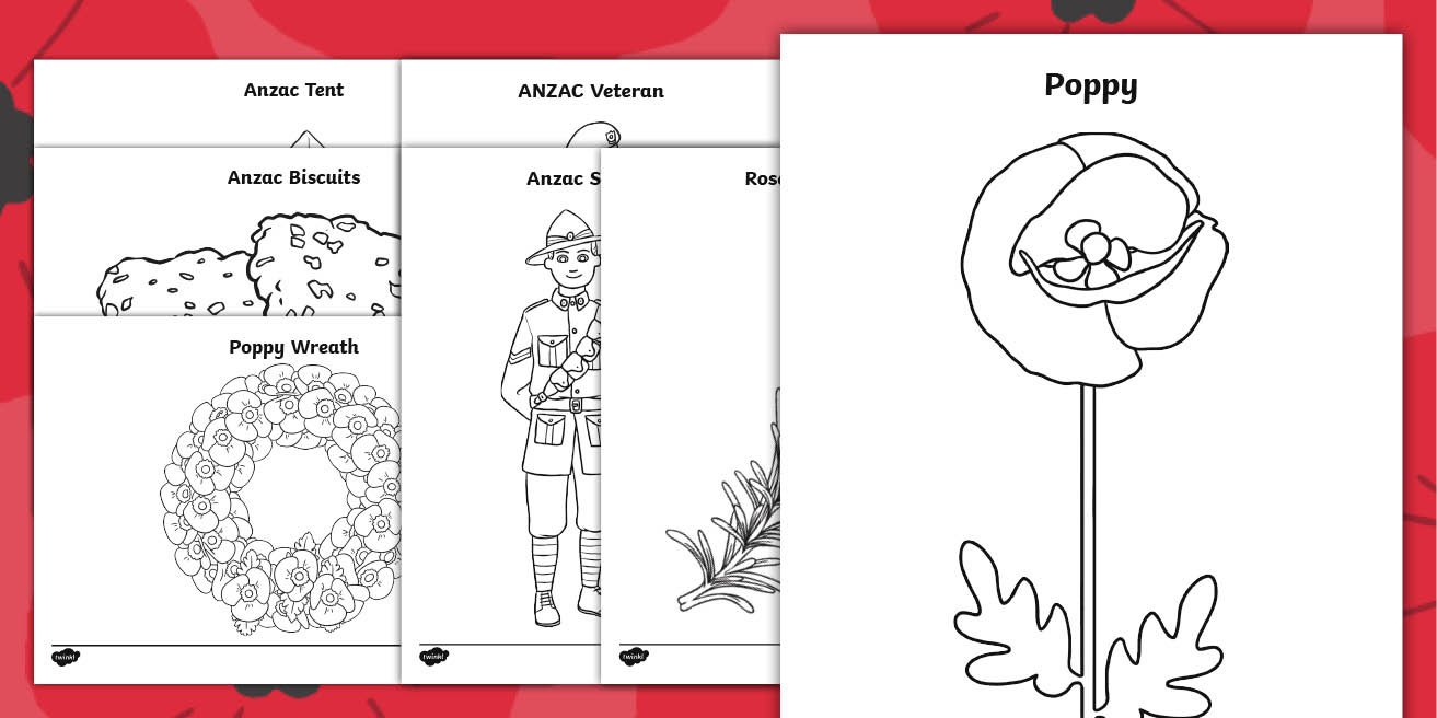 Downloadable Anzac Day Colouring Sheets | Twinkl Worksheets