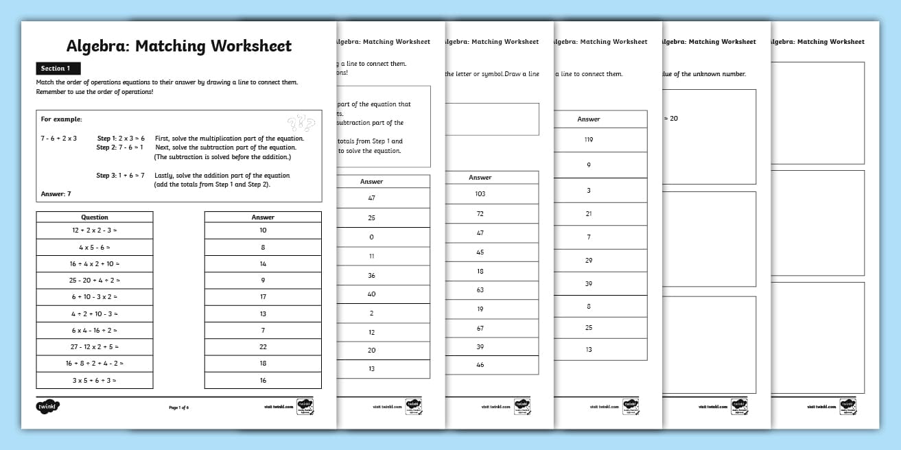 Fifth Grade Order of Operations Activities