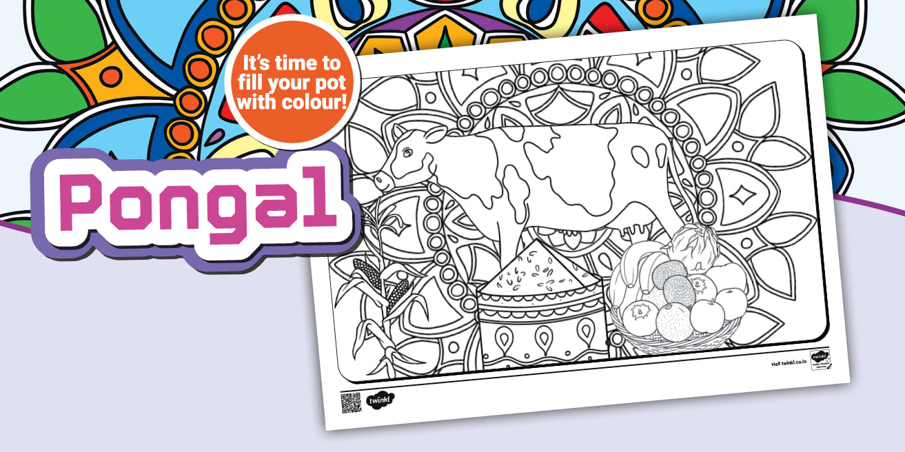 Pongal Colouring Sheet