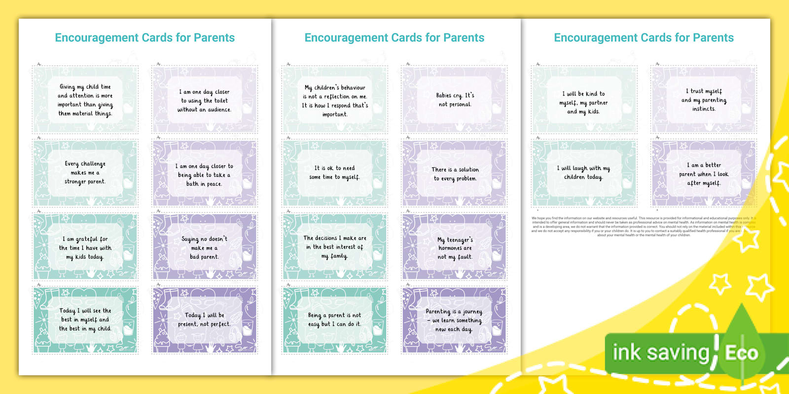 Encouragement Cards for Parents