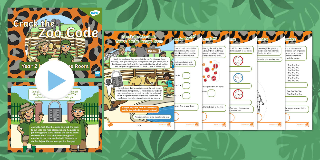 Crack the Zoo Code Year 2 Maths Escape Room