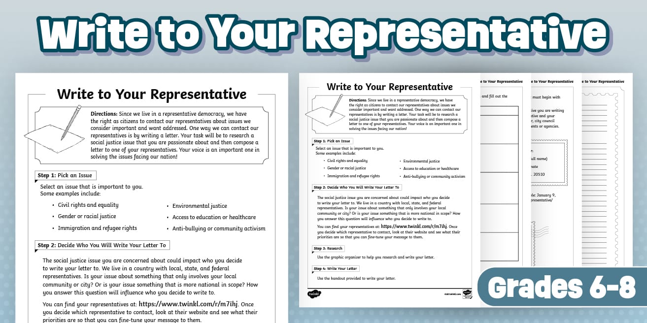 Write to Your Representative: A Social Justice Activity for 6th-8th Grade