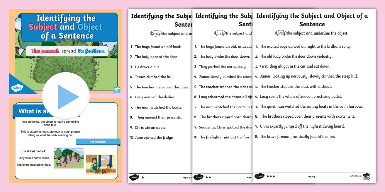 Identifying the Object and Subject of a Sentence Pack