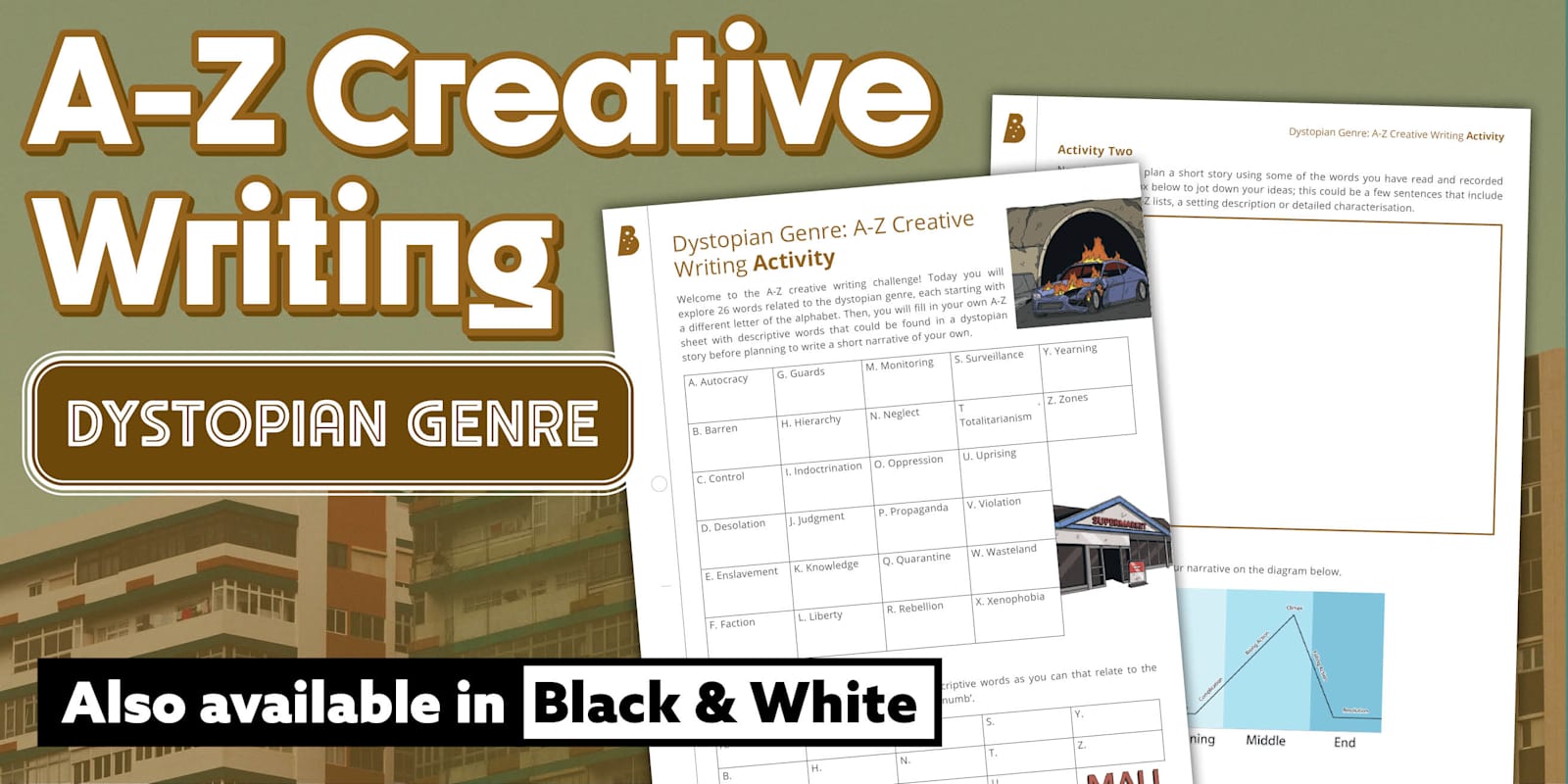 Dystopian Genre: A-Z Creative Writing Activity