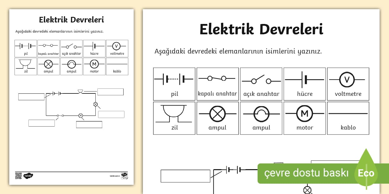 Elektrik Devreleri Çalışma Kağıdı
