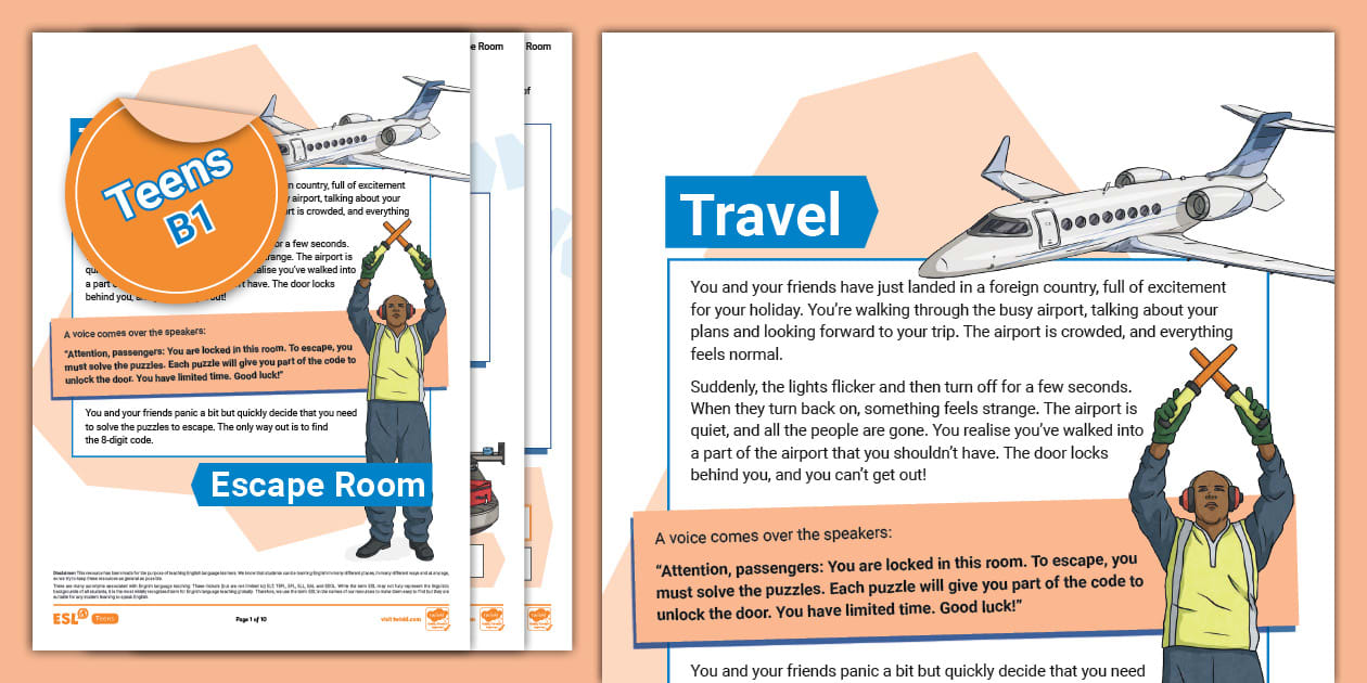 Twinkl's ESL Printable Escape Room - Travel
