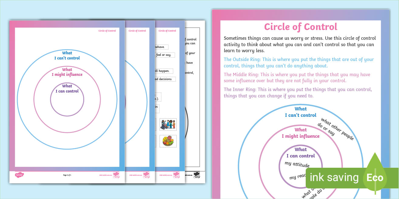 Circle of Control Worksheet - Twinkl - Anxiety Resources