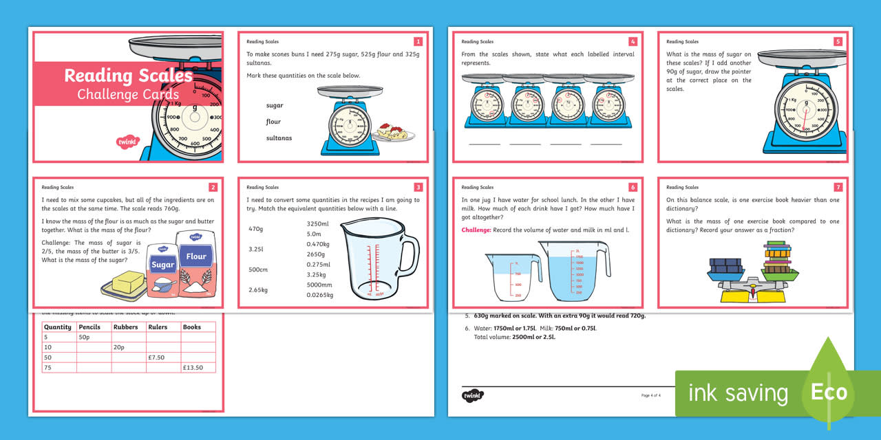 LKS2 Maths Reading Scales Challenge Cards - Lower Key Stage Two, Lower ...