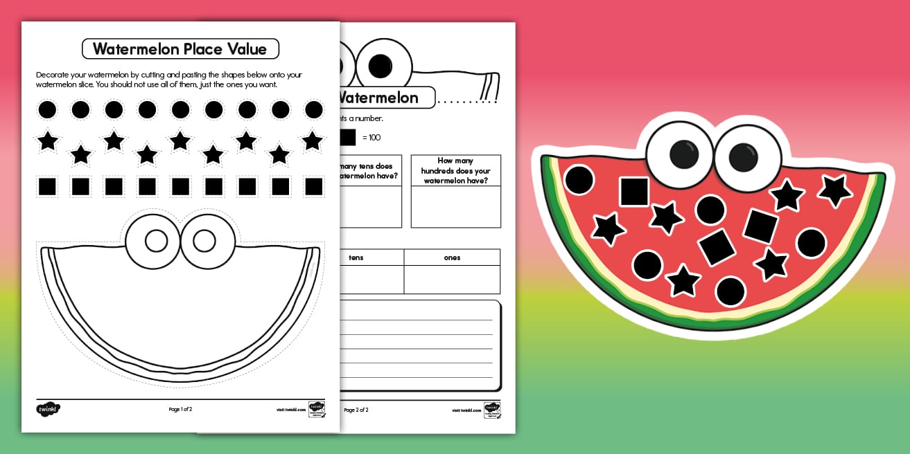 Watermelon Place Value Craft for K-2nd Grade