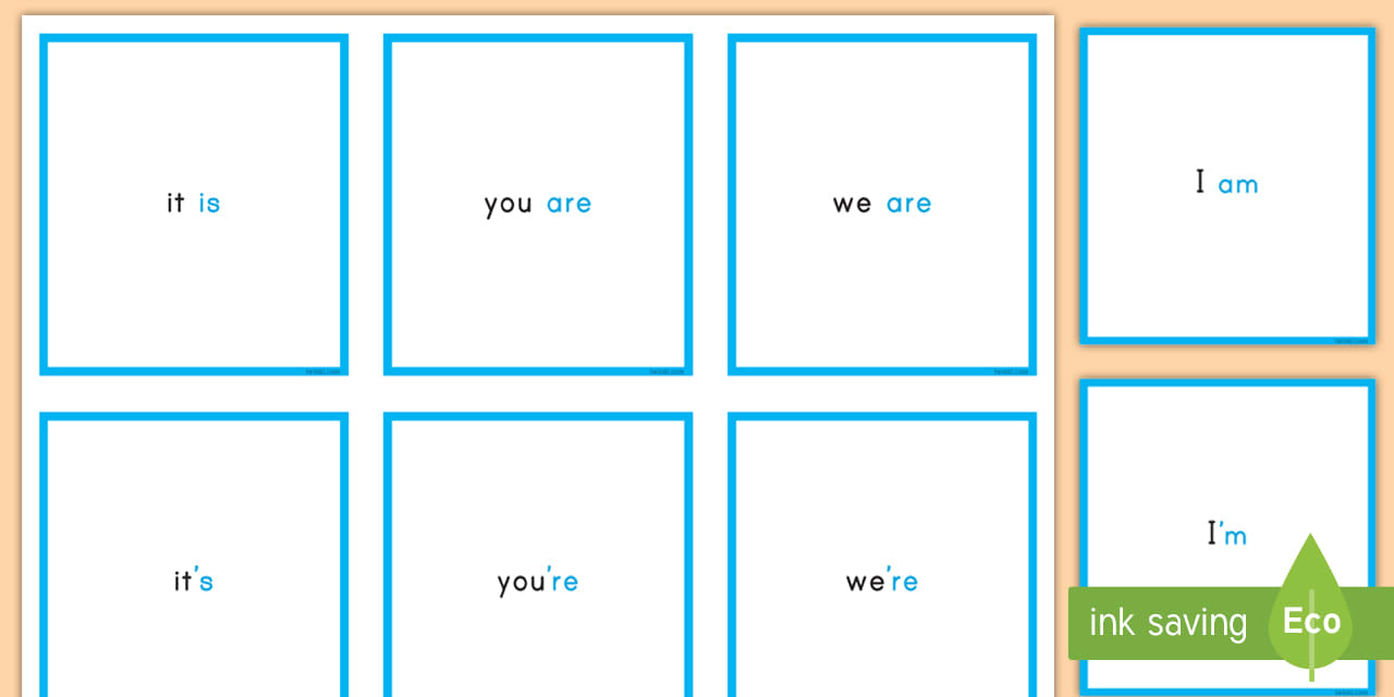 Contractions Matching Cards