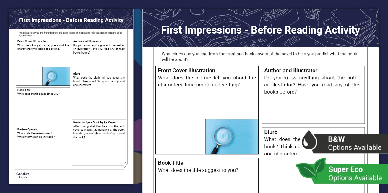 Reinforcing Reading: First Impressions Before Reading Activity