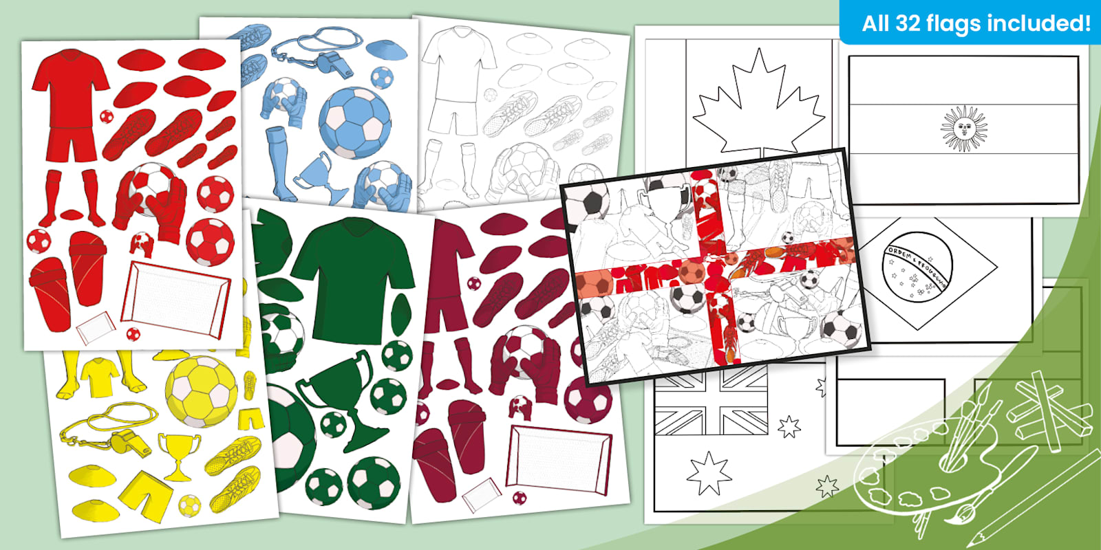 2023 Women's World Cup Competing Nations Flags Collage Craft
