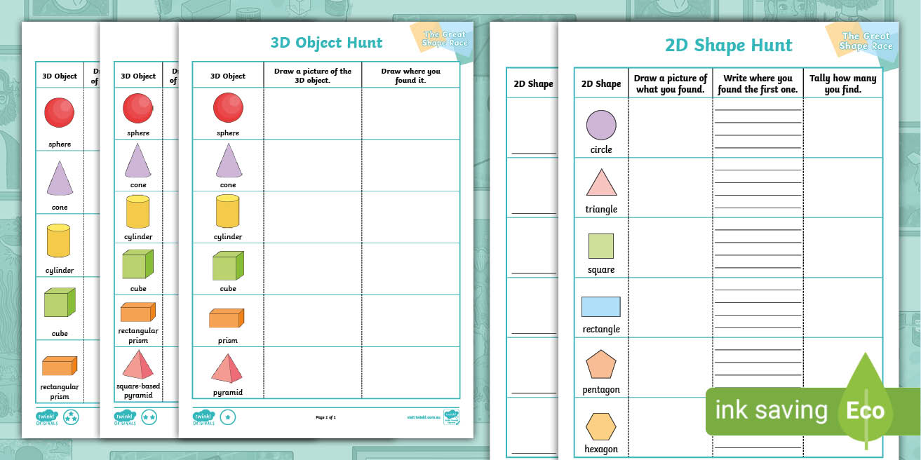 Great Shape Race 2D Shape and 3D Object Differentiated Hunt
