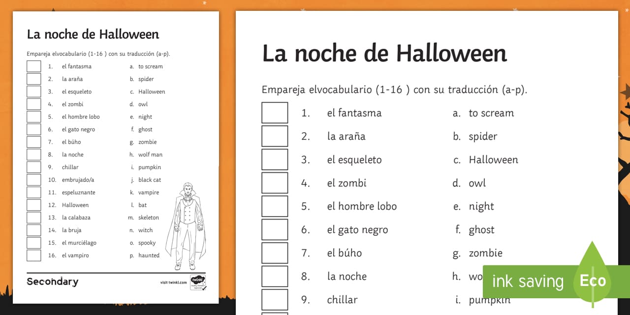Spanish Halloween Worksheet | Beyond Resource | Teacher Made
