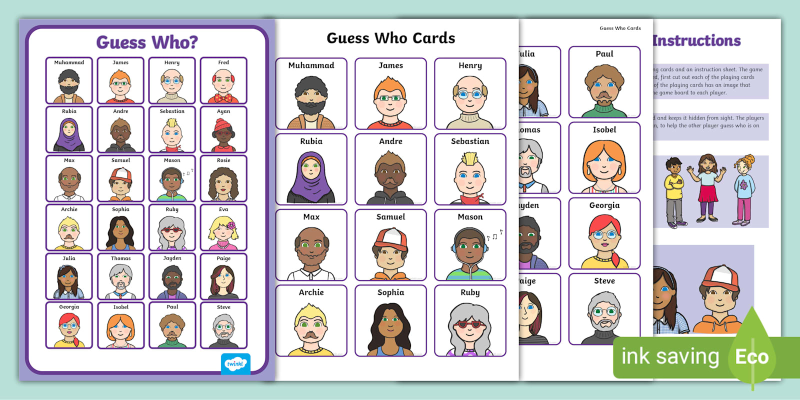 Guess Who? Game - Physical Descriptions - Indonesian