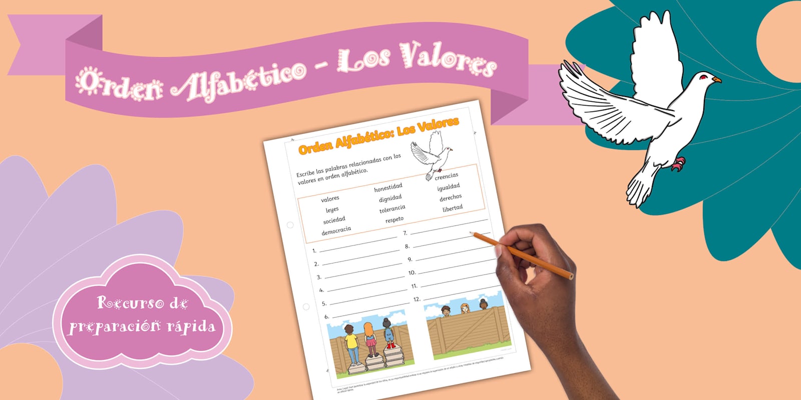Guía de Trabajo: Orden Alfabético - Los Valores