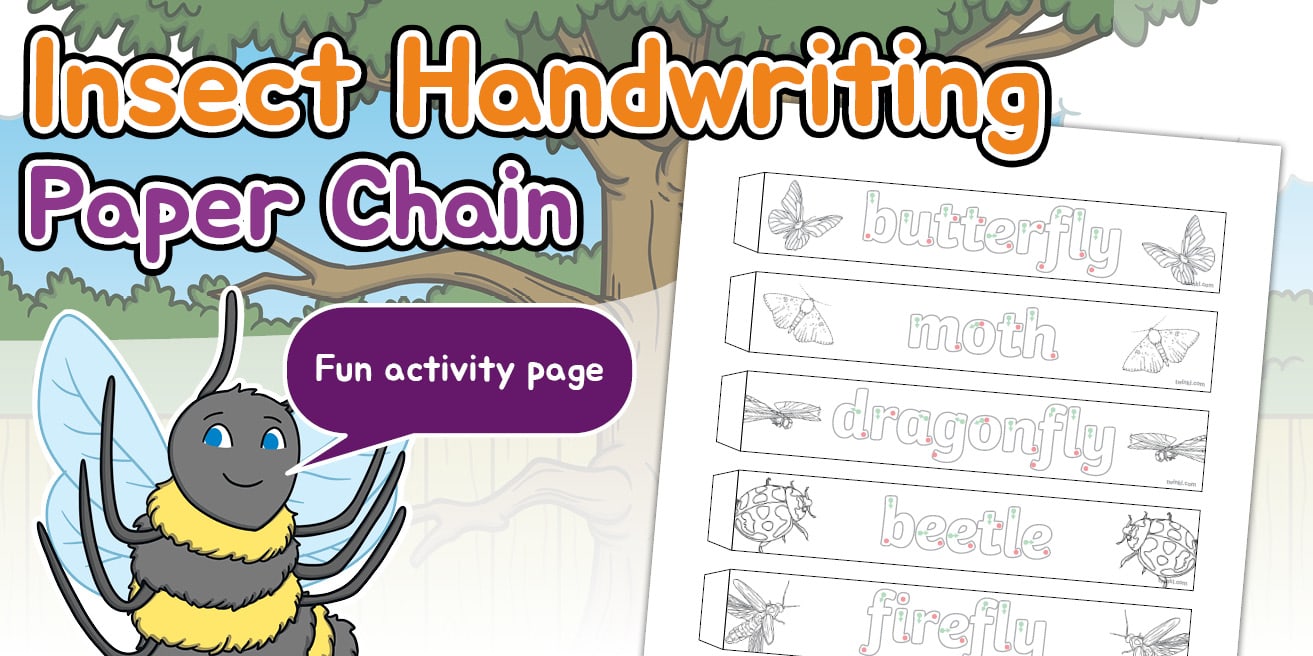 Insect Handwriting Paper Chain Activity