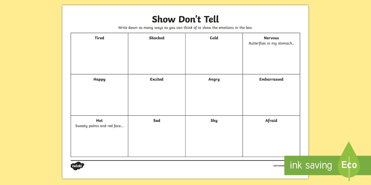 Show Don't Tell: Writing Composition Worksheet
