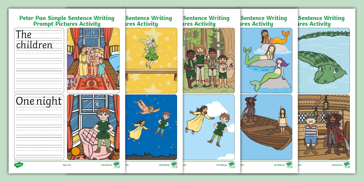 Peter Pan Simple Sentence Writing Prompt Pictures Activity