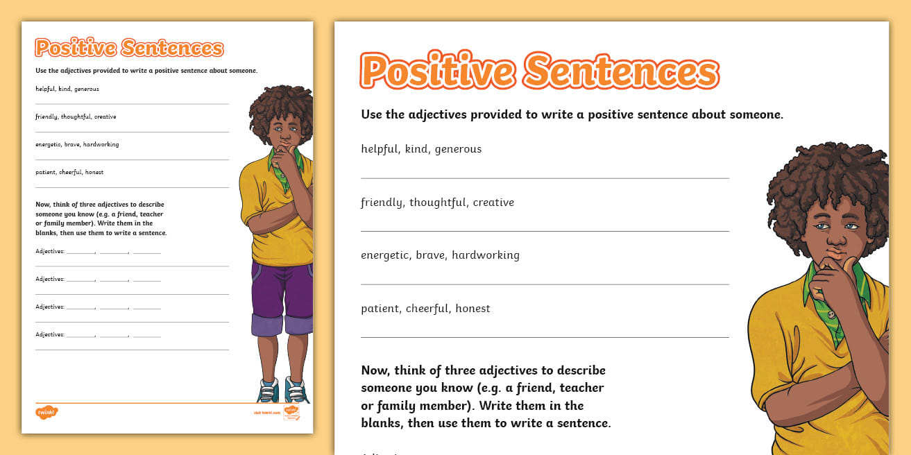 Positive Sentences Worksheet