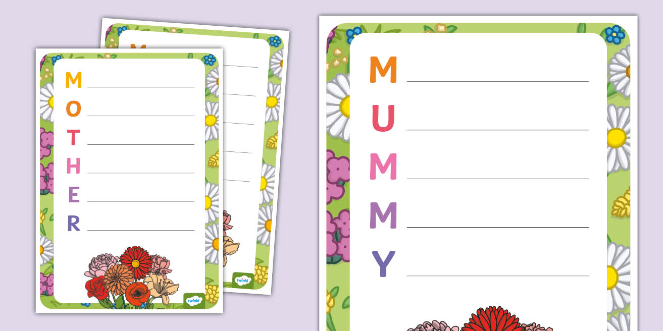 Australia Mother's Day Acrostic Poem Template (Flowers)