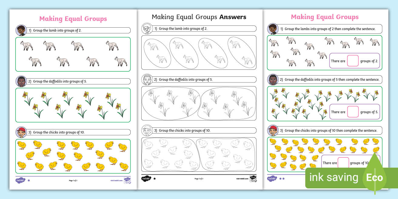 Spring-Themed Grouping Pictures Maths Activity Sheet