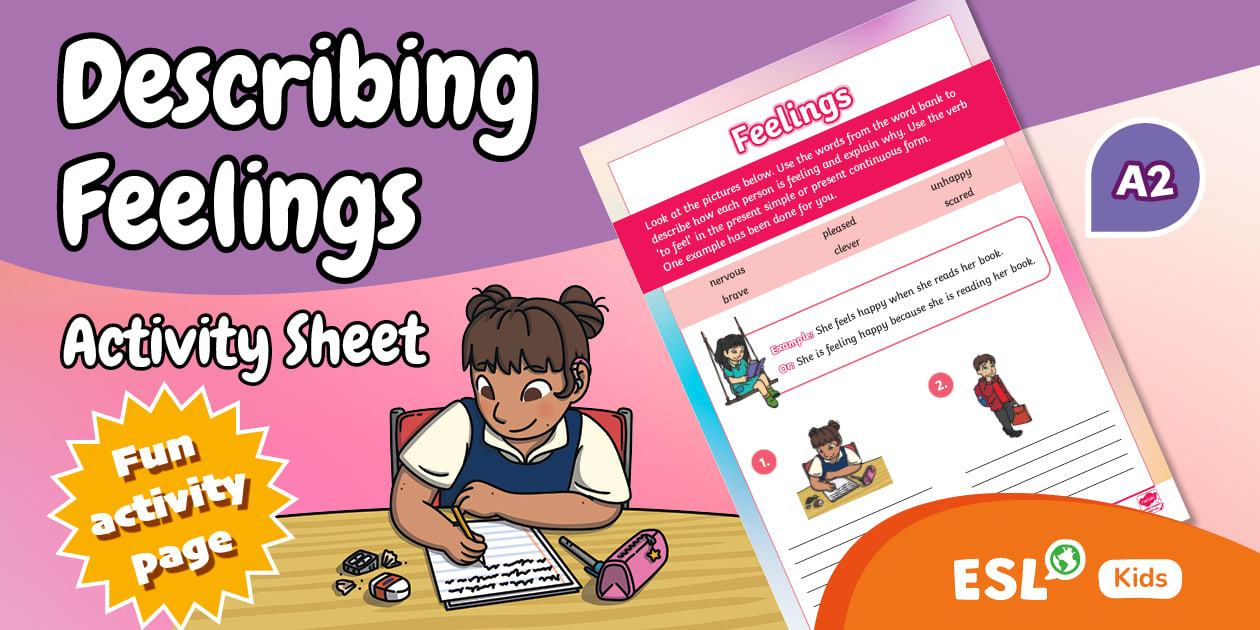 ESL Describing Feelings Activity Sheet [Kids, A2]