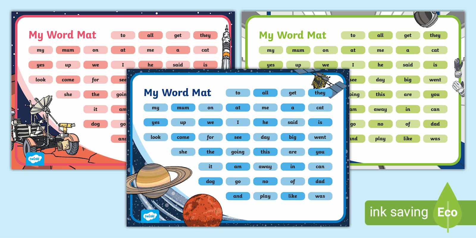 Space Themed Word Mat FS3 - word mat, writing aid, mat, space, outer ...