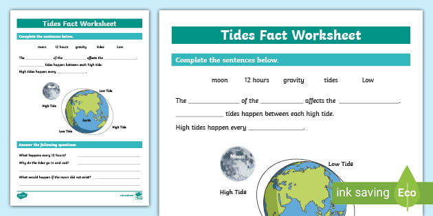 Tides Fact Worksheet | Ocean Tides Diagram | Twinkl